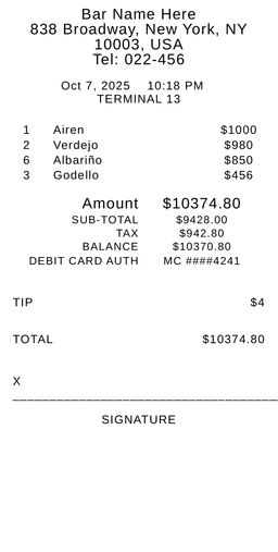 Restaurant receipt generator - Create restaurant receipt from multiple ...
