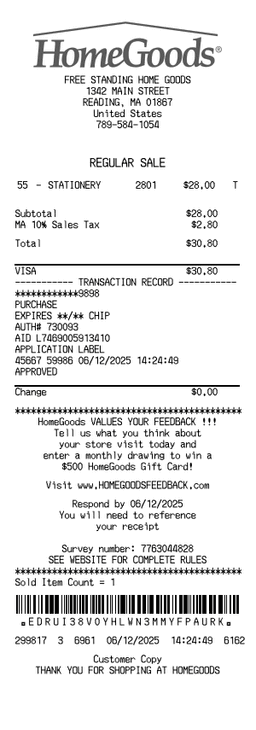 Store receipt generator - Create store receipt from multiple templates