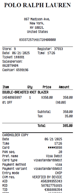 Store receipt generator - Create store receipt from multiple templates