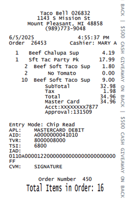 Fast food receipt generator - Create fast food receipt from multiple ...