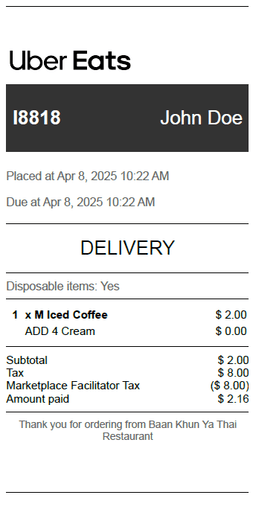 Restaurant receipt generator - Create restaurant receipt from multiple ...